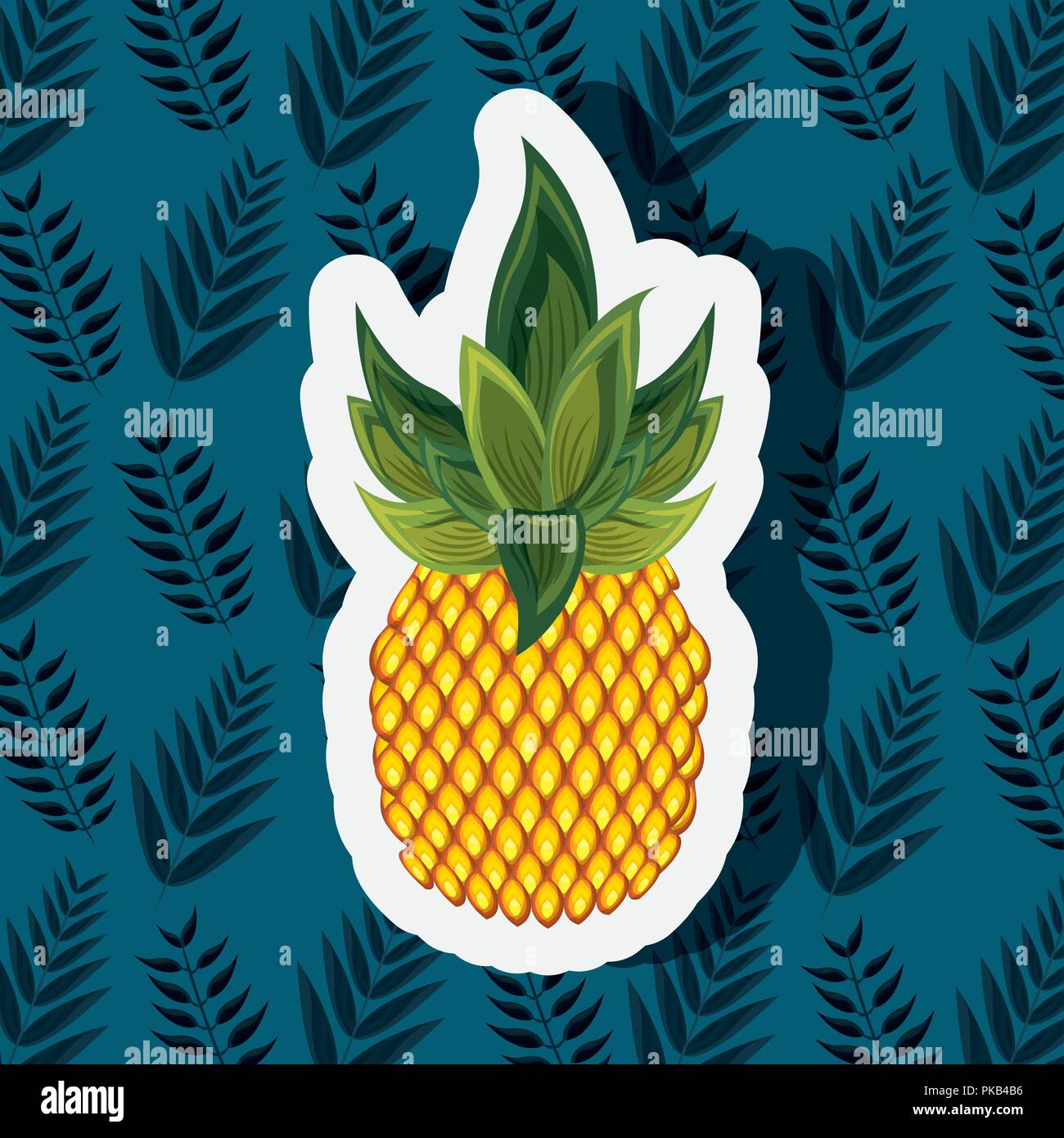 pineapple fruit leaves background vector illustration Stock Vector ...