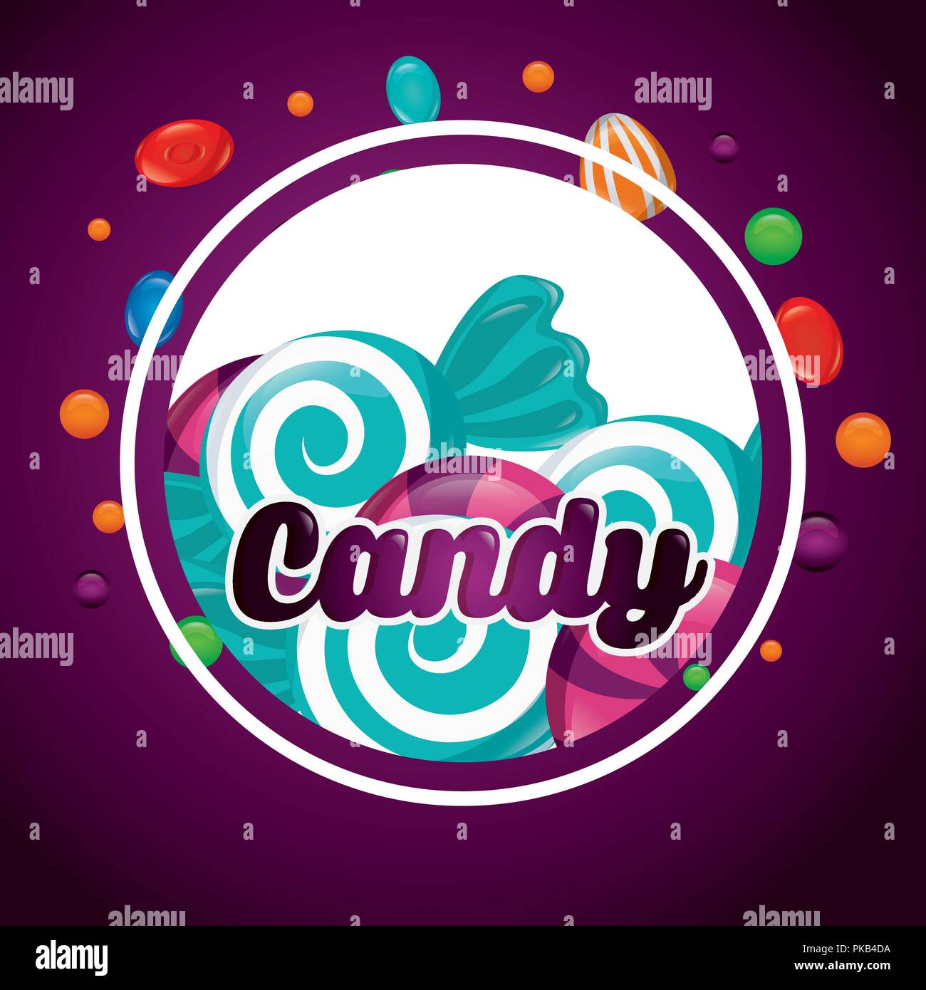 sweet candy sticker caramels chips colors background vector ...
