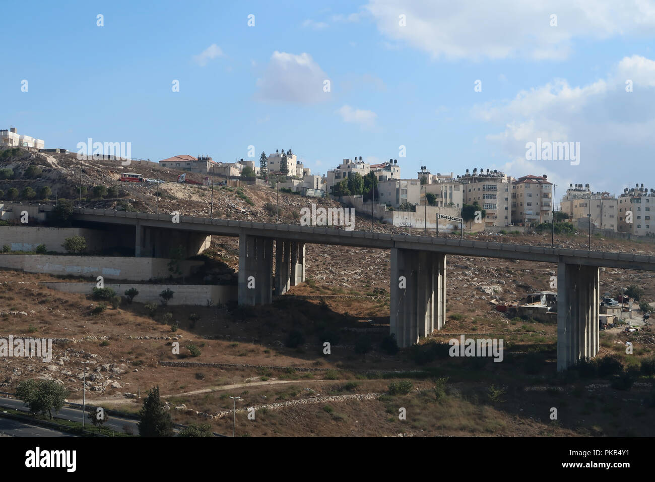 Distant view of residential houses of Beit Hanina a Palestinian ...