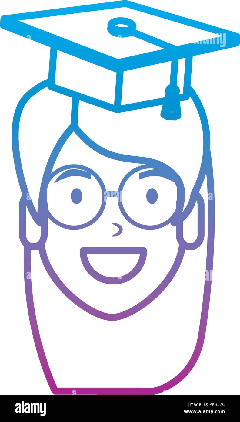young woman student head with hat graduation vector illustration Stock ...
