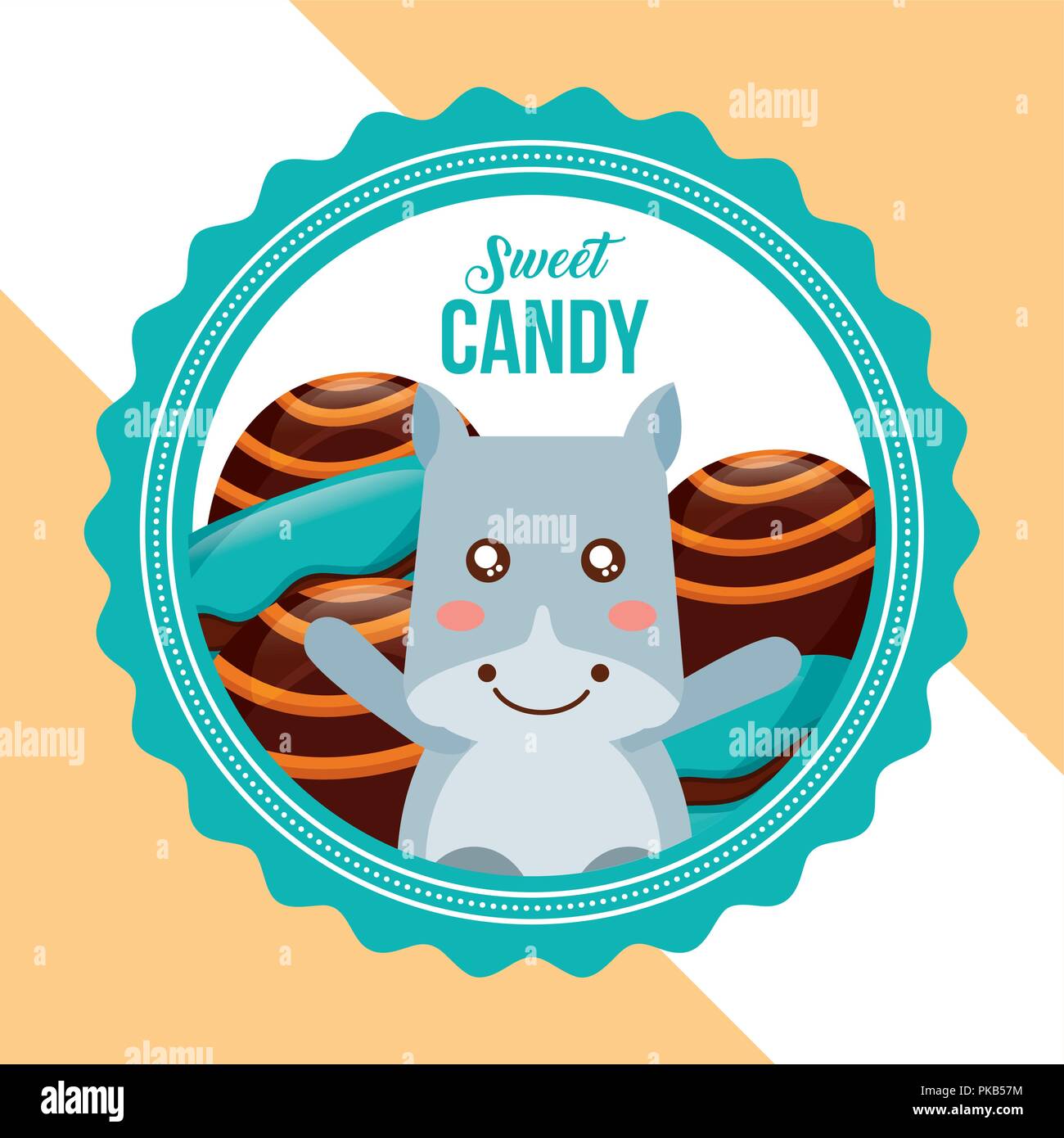 sweet candy cow smiling stuffed chocolates label color vector ...