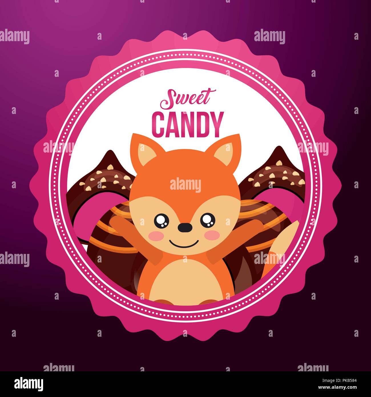 sweet candy fox smiling macarons stuffed flavors vector illustration ...