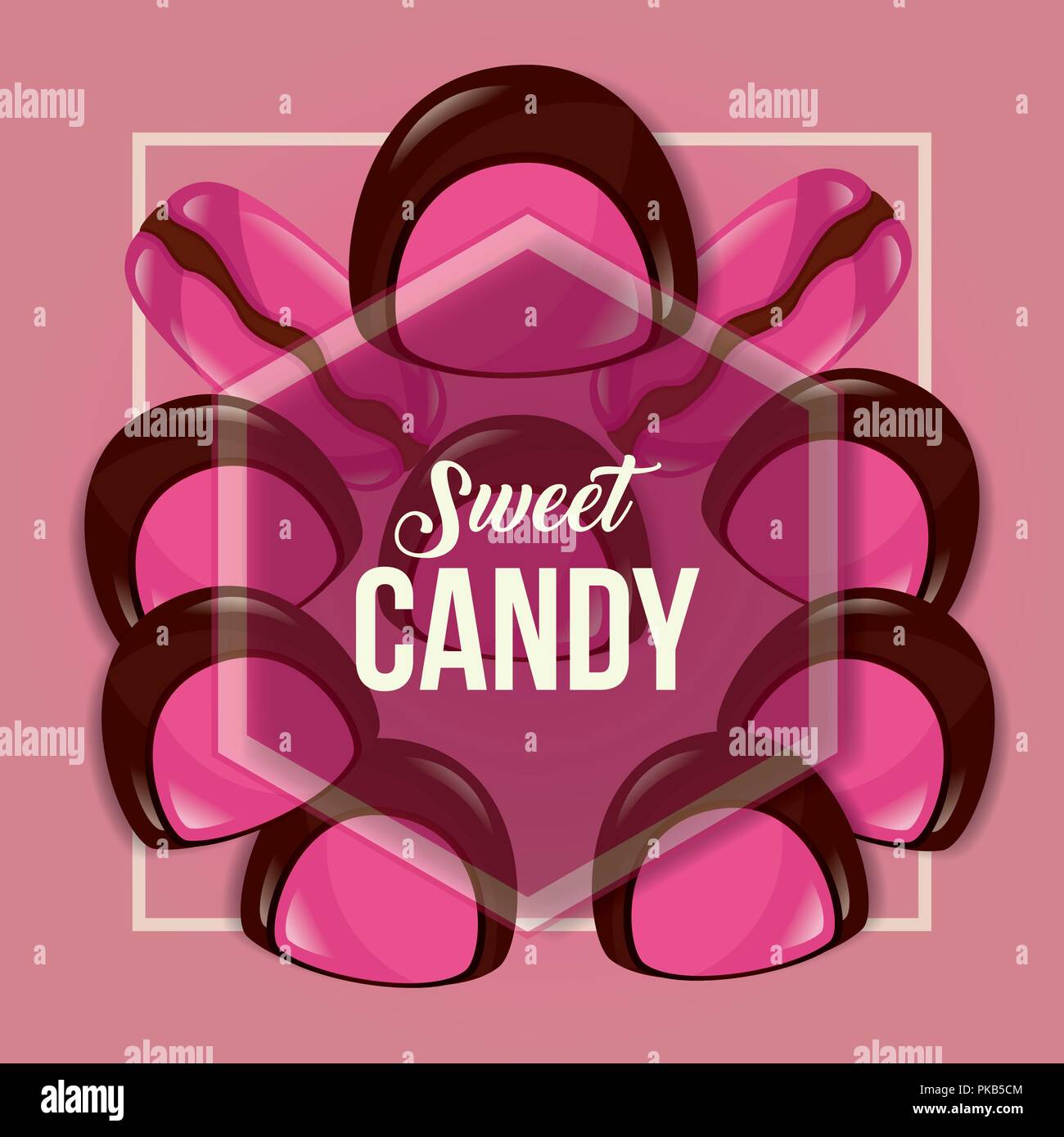 sweet candy strawberry chocolate macarons figure sign vector ...