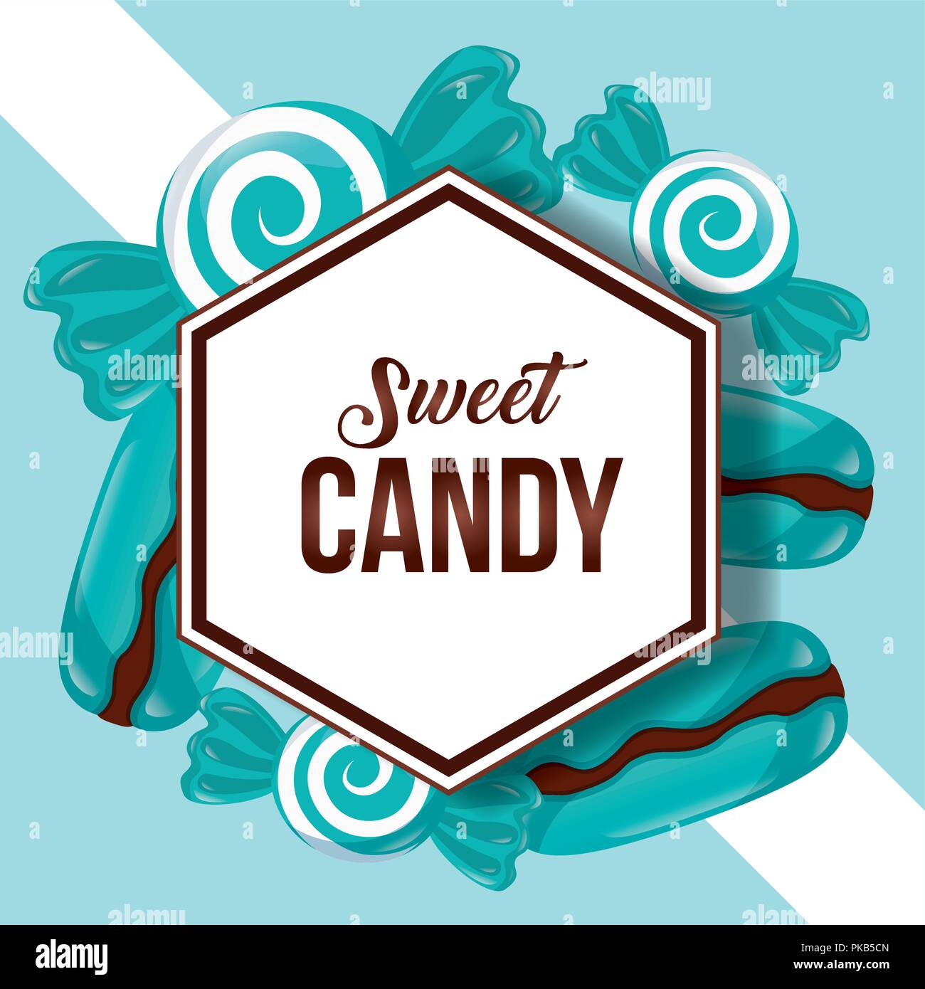 sweet candy figure frame sign mints caramels background vector ...