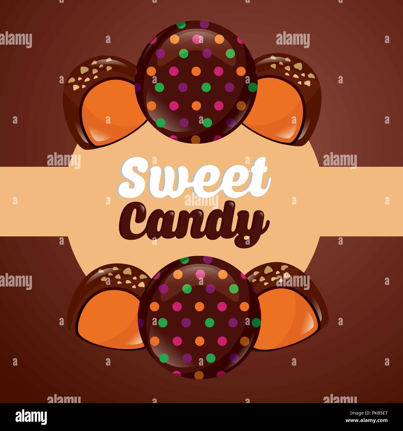 sweet candy macarons stuffed chocolates sign sticker vector ...