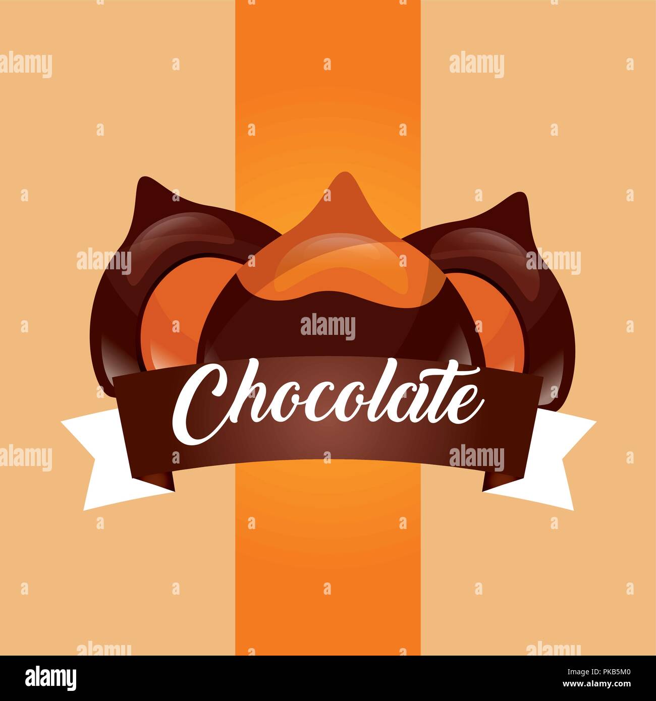 sweet candy macarons chocolate ribbon sign vector illustration Stock ...
