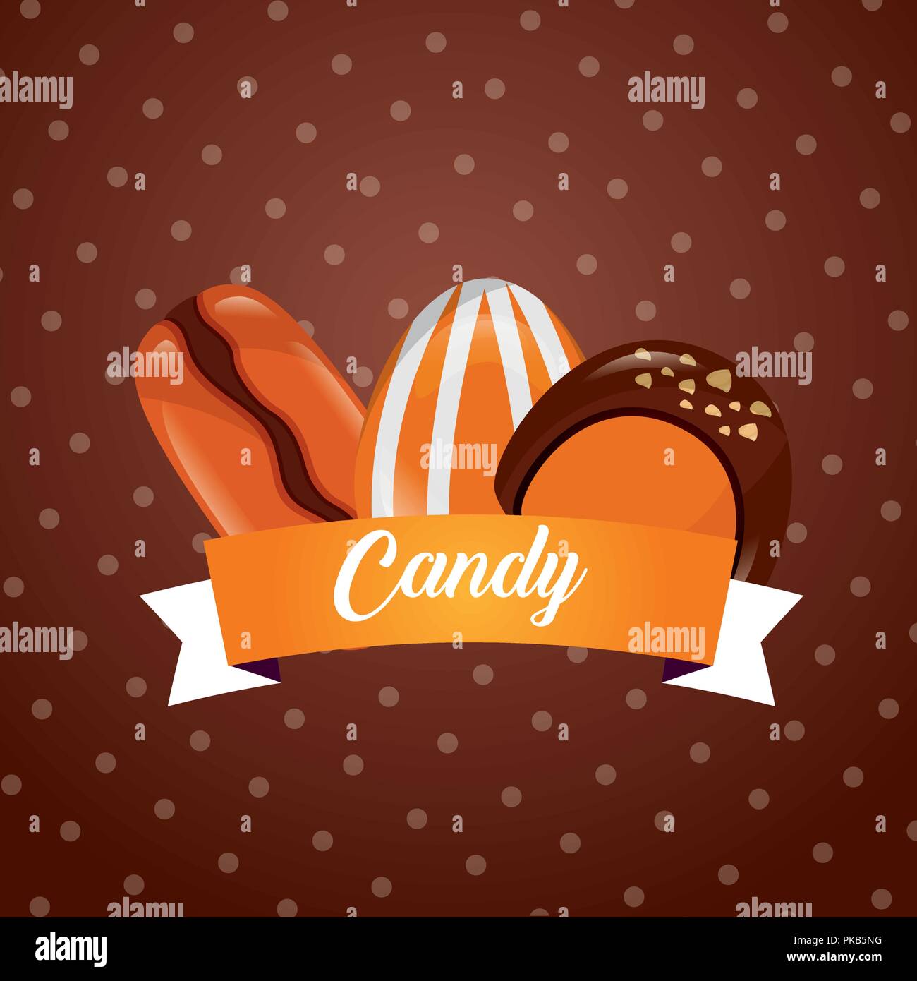 sweet candy ribbon sign caramels stuffed vector illustration Stock ...