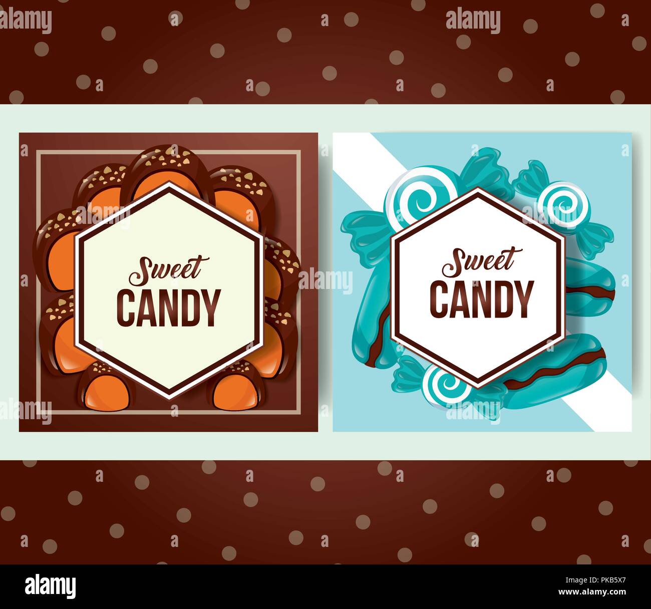 sweet candy banners stickers macarons mints caramels vector ...