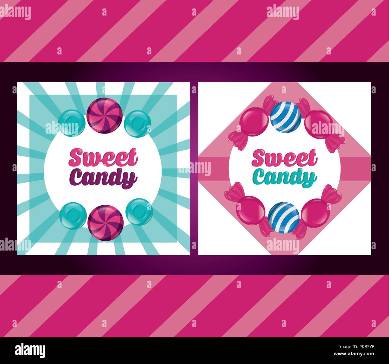 sweet candy banners colors figure frame caramels vector illustration ...