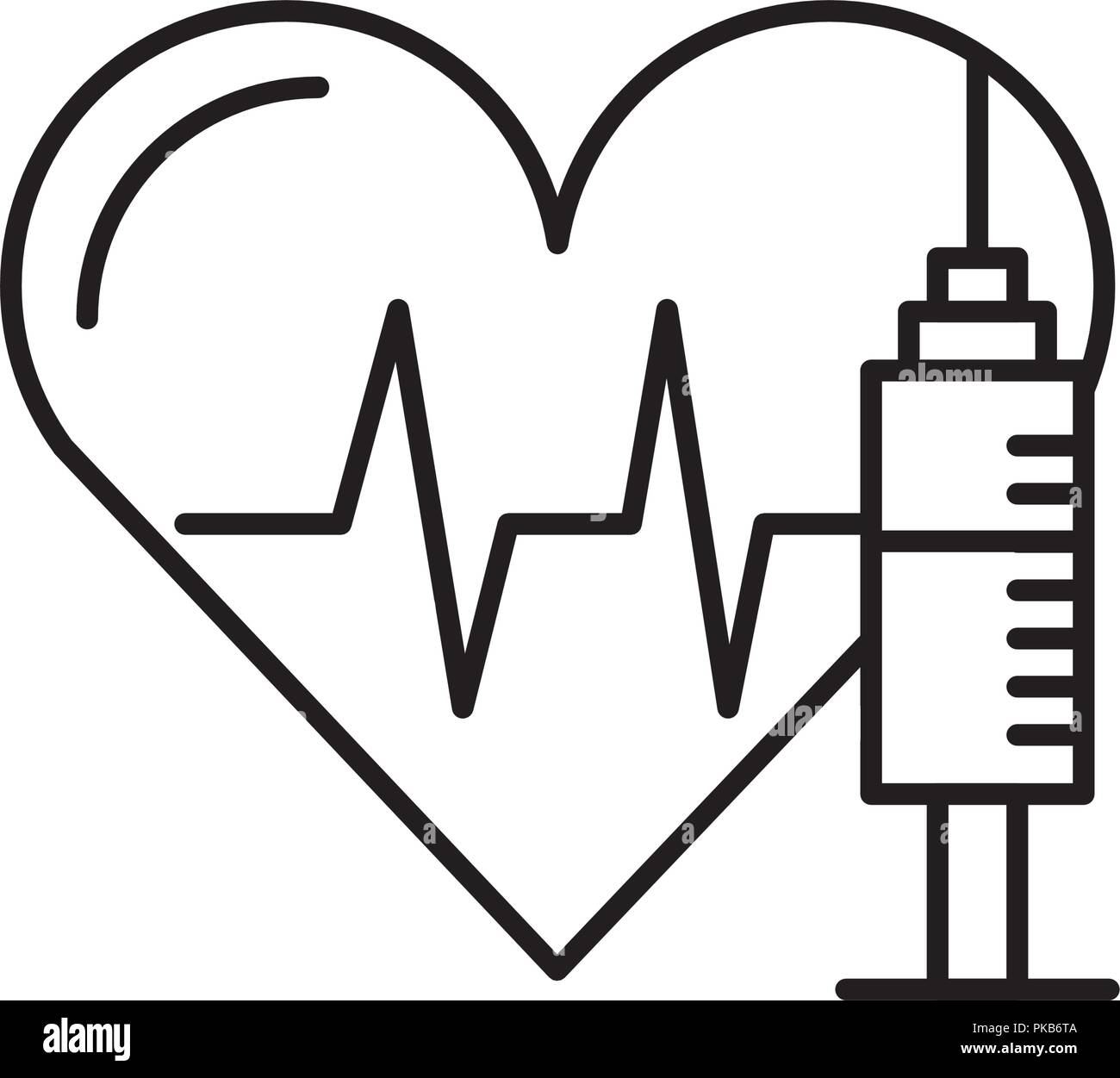 healthcare medical heartbeat syringe symbol vector illustration thin ...