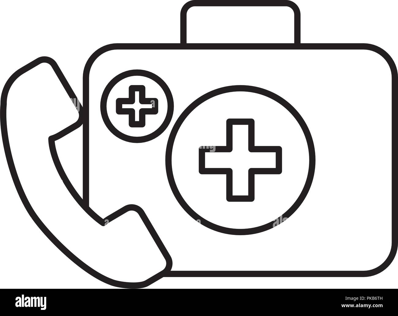 medical telephone service kit first aid vector illustration thin line ...