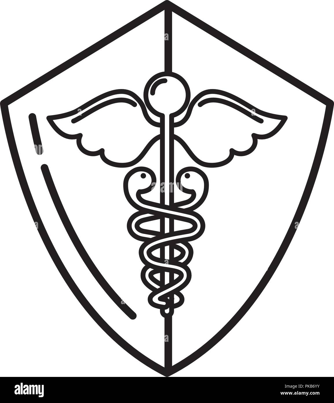 caduceus shield medical healthcare symbol vector illustration thin line ...