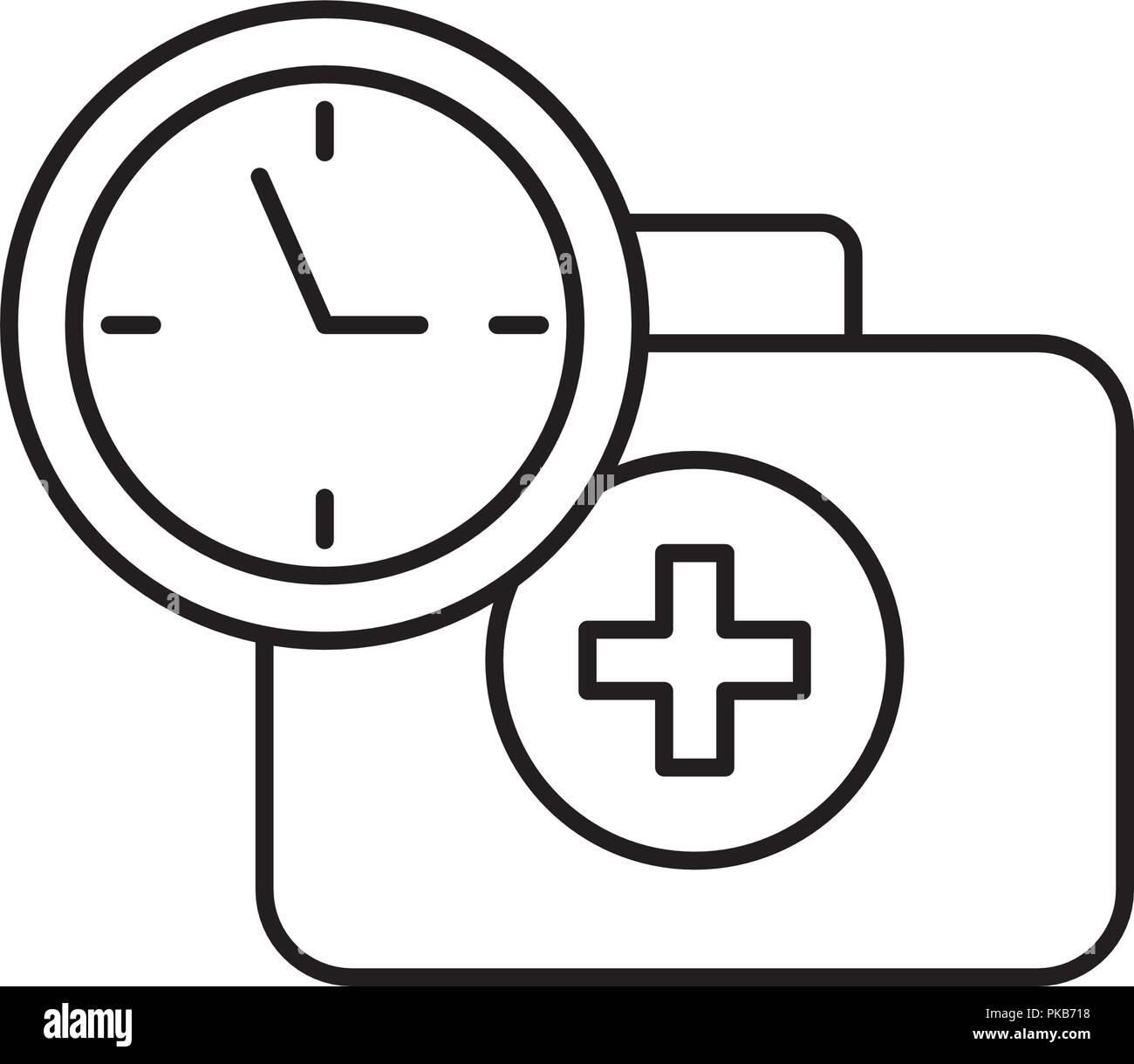 medical suitcase first aid emergency time clock vector illustration ...