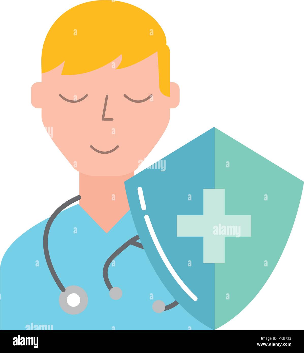 doctor portrait shield protection medical vector illustration Stock ...