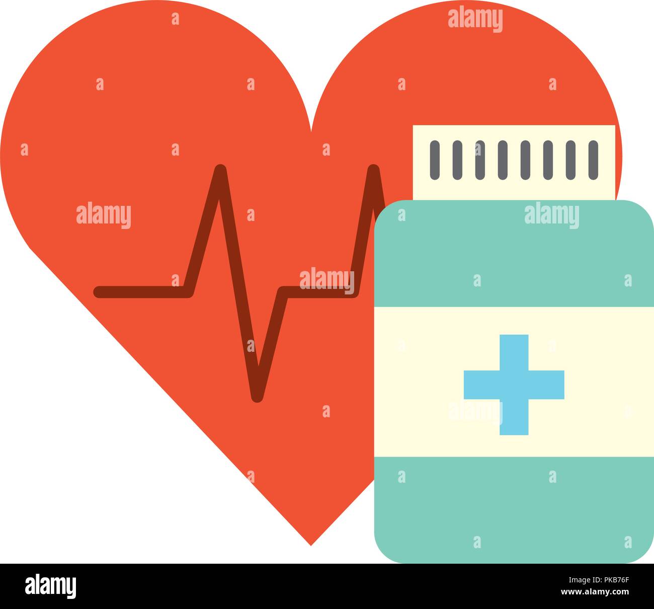 medication pharmacy bottle pills heart care vector illustration Stock ...