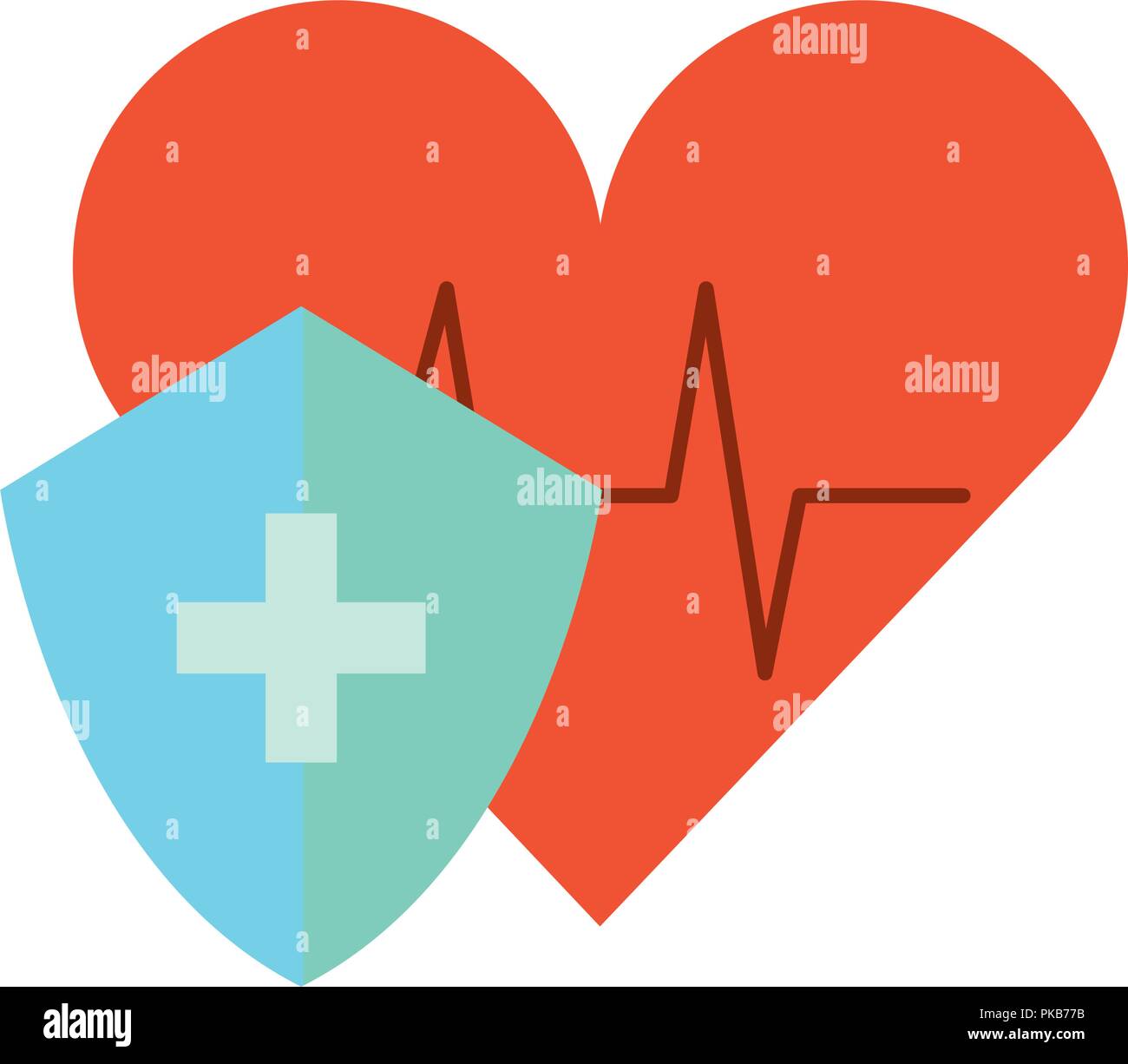 medical shield protection heart rate cardiology vector illustration ...