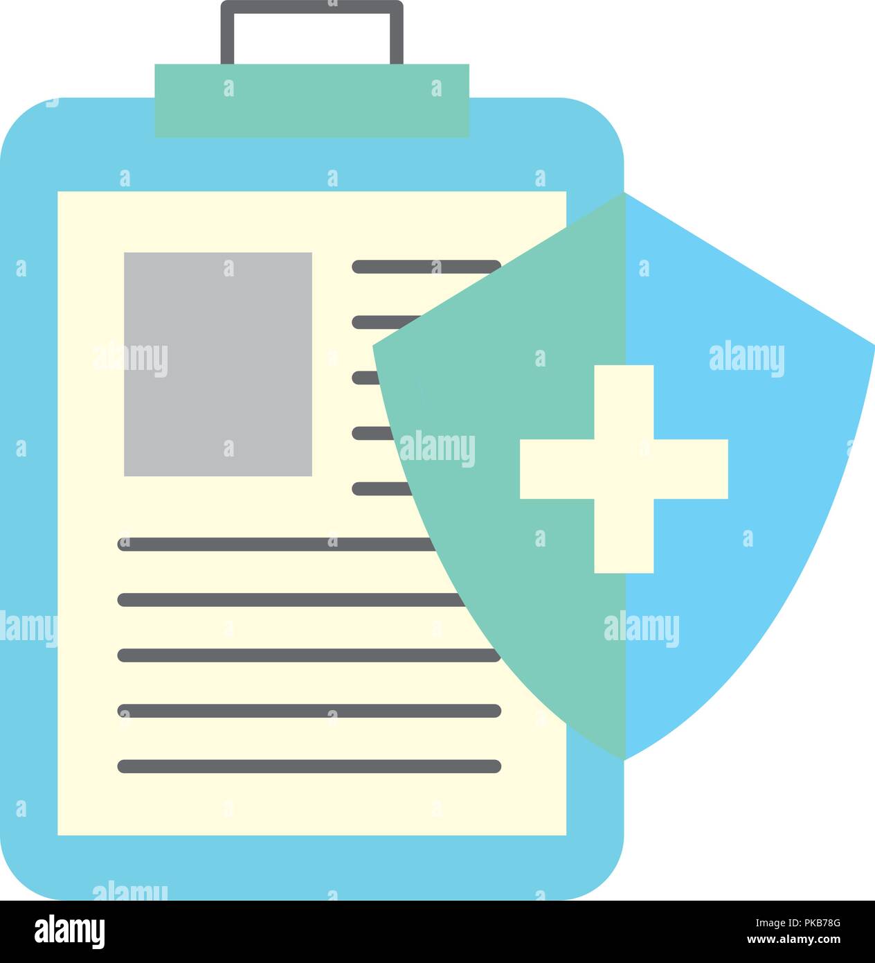 medical clipboard report and shield protection vector illustration ...