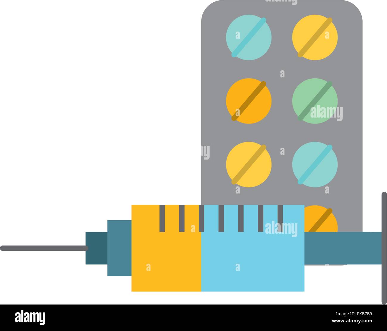 medication packaging pills and syringe vector illustration Stock Vector ...