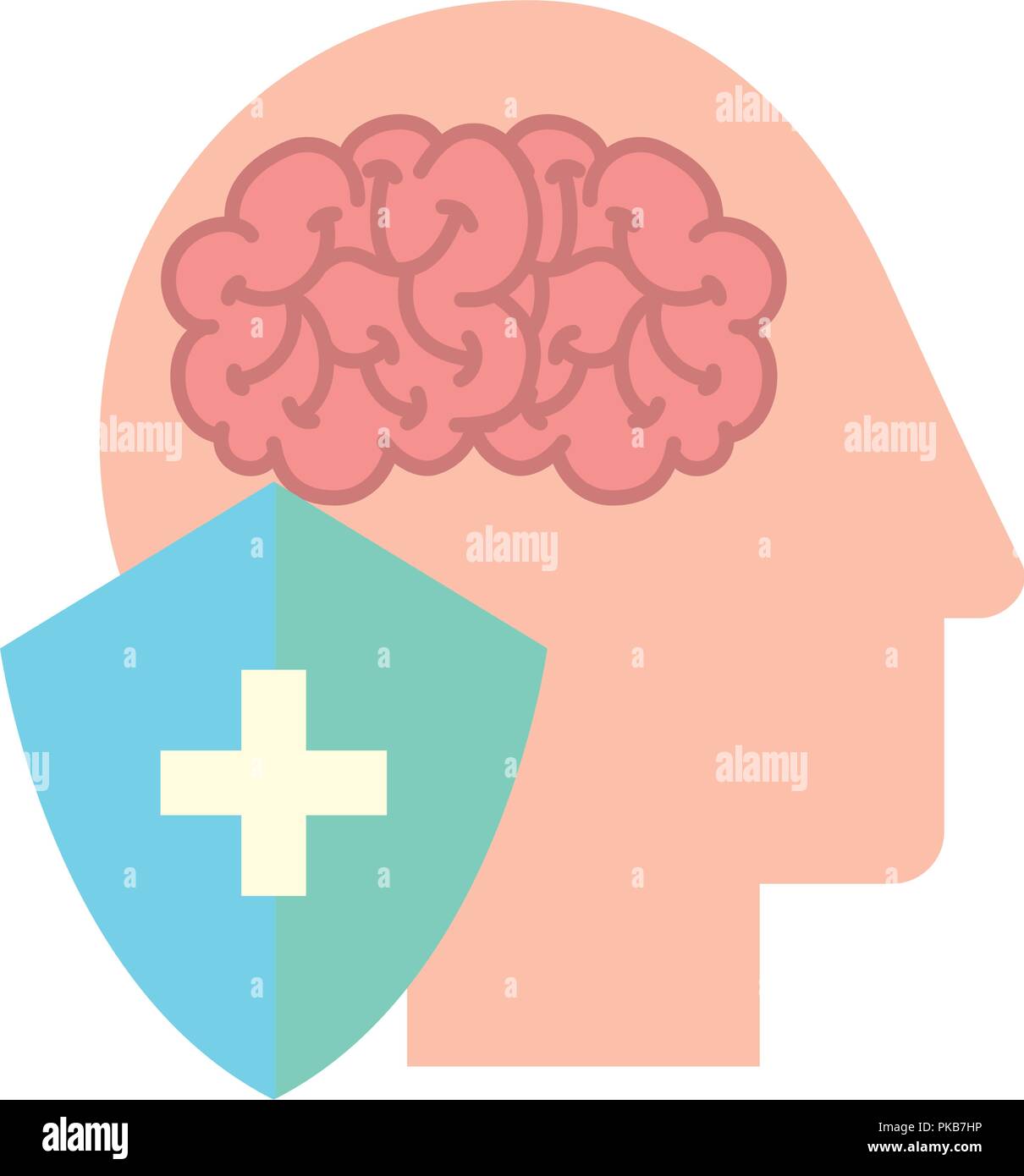 profile human head brain shield protection medical Stock Vector Image ...