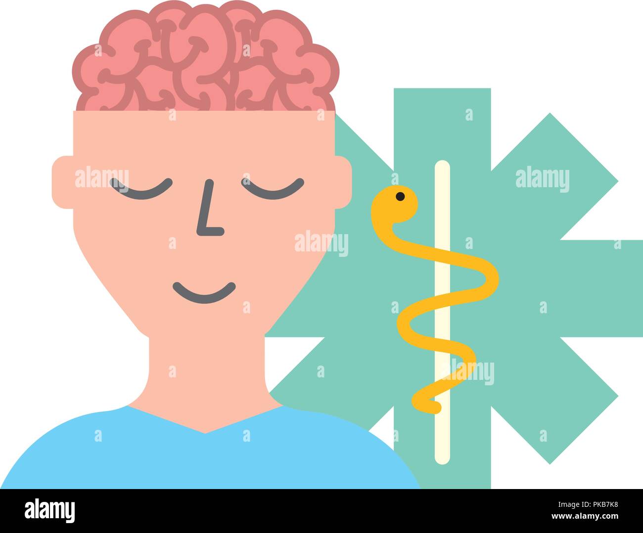 man patient character brain mental caduceus Stock Vector Image & Art ...