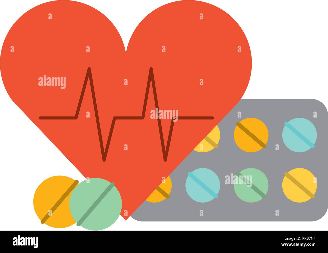 medical heartbeat and medication pills Stock Vector Image & Art - Alamy