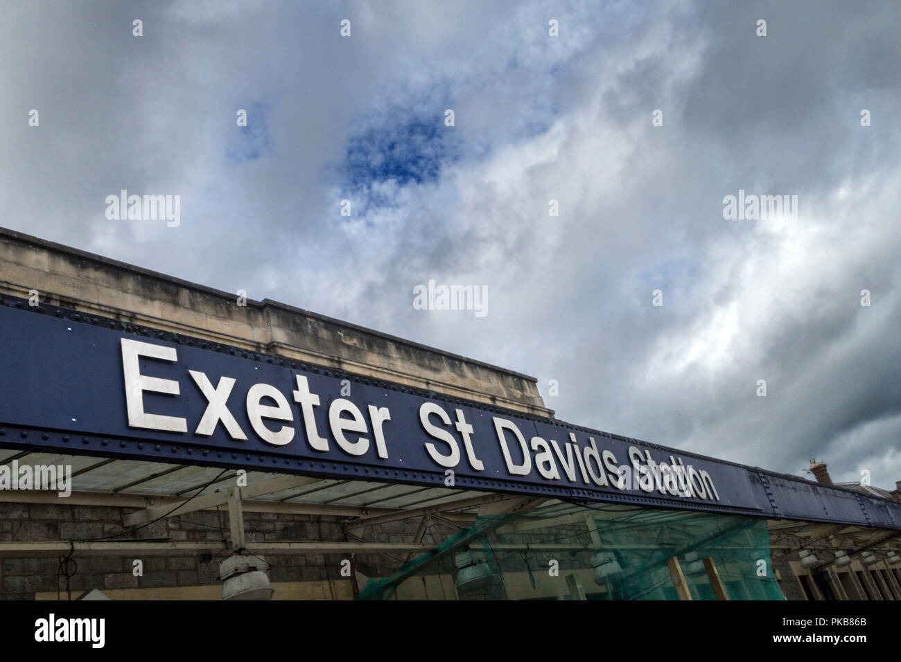 Entrance sign to Exeter St Davids railway station Stock Photo - Alamy