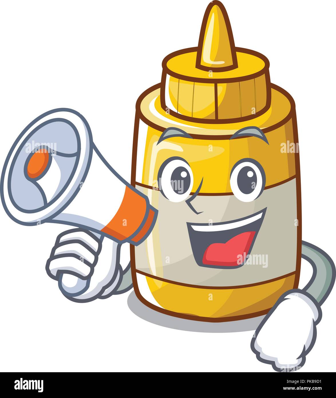 With megaphone mustard bottle container cartoon with no label Stock ...