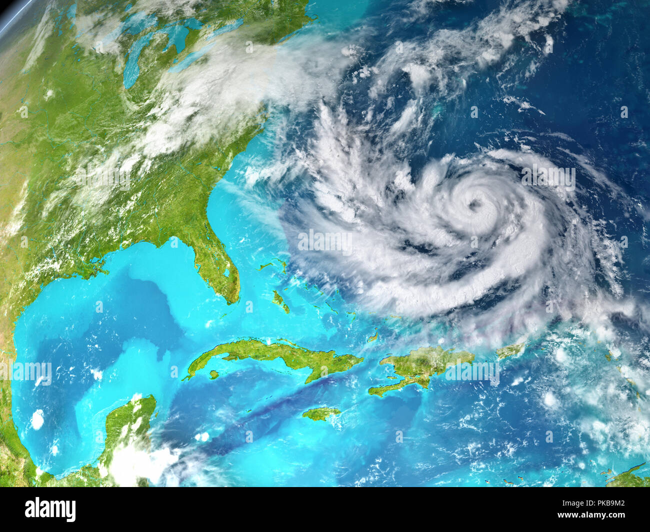 Satellite view of hurricane near east coast of USA. Elements of this ...