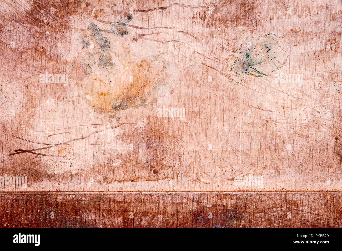 Scratched dirty dusty copper plate texture, old metal background ...