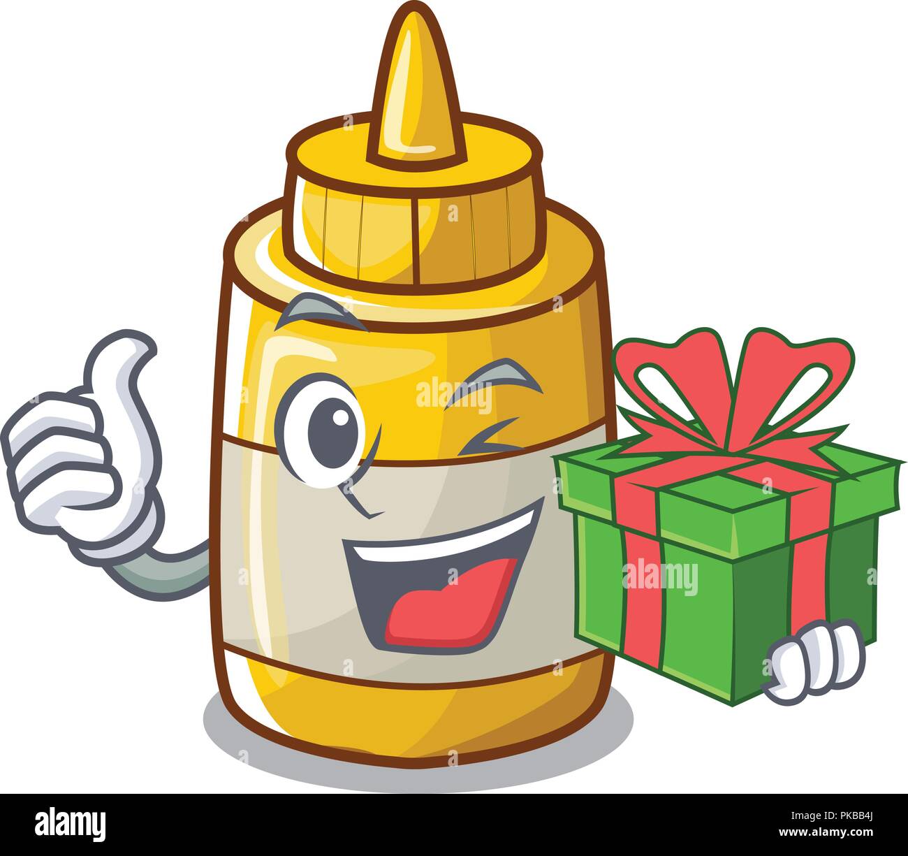 With gift yellow mustard in plastic bottle cartoon Stock Vector Image ...