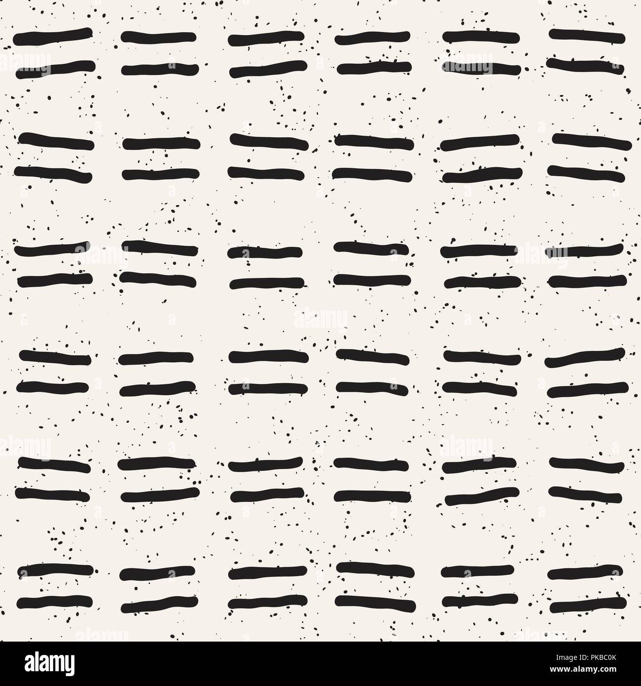 Hand Drawn Seamless Pattern Abstract Geometric Shapes Background In Black And White Vector