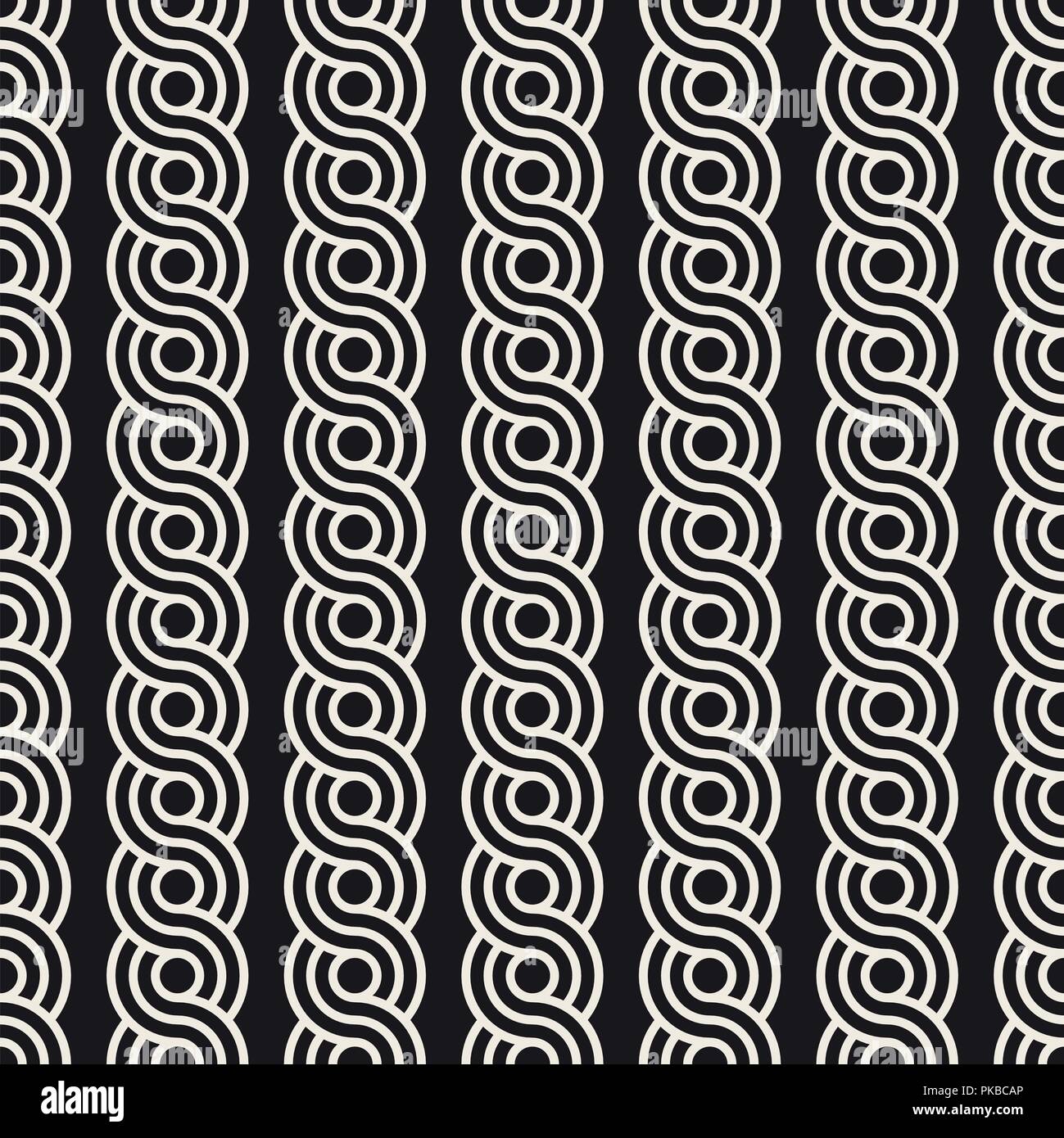 Vector seamless rounded interlacing lines pattern. Modern stylish abstract texture. Repeating ...
