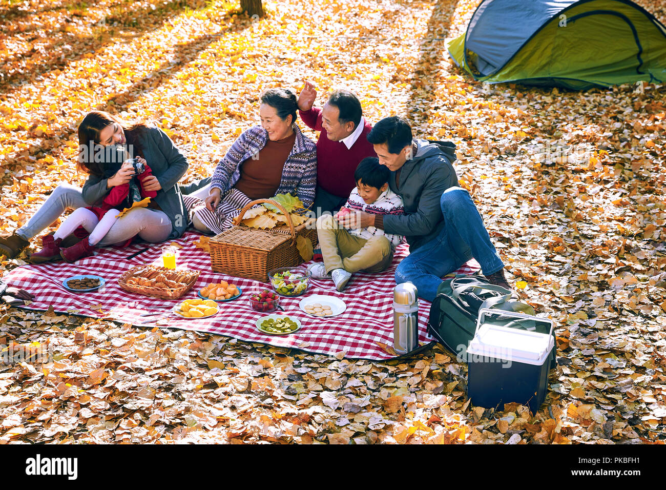 Happy family outdoor outing Stock Photo - Alamy