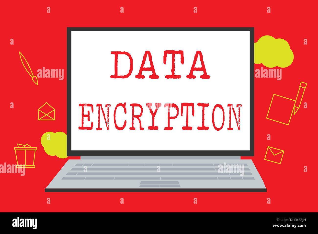 Text sign showing Data Encryption. Conceptual photo Symmetric key algorithm for the encrypting ...