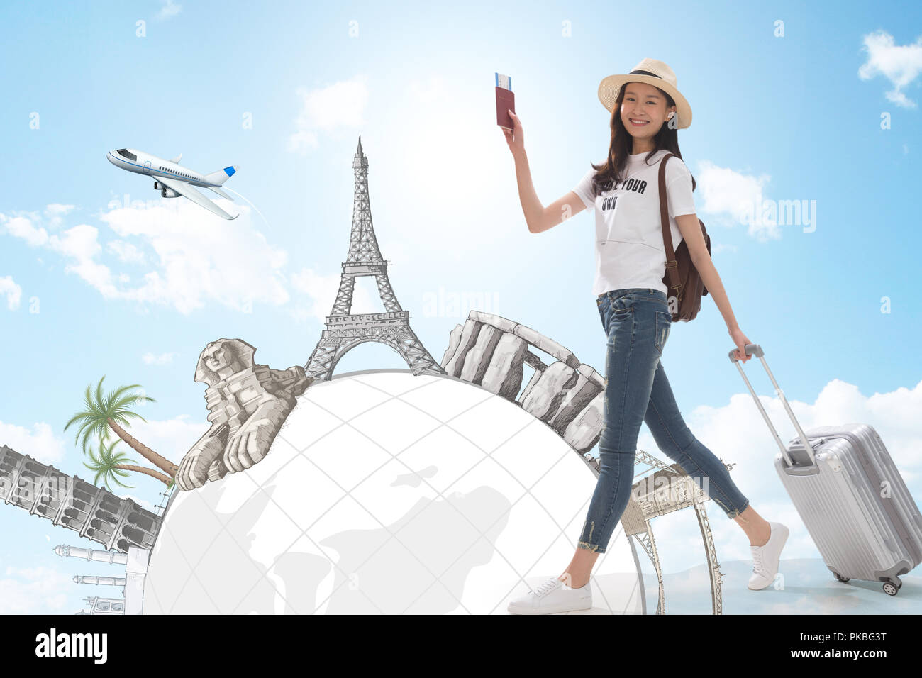 Happy girl travel Stock Photo - Alamy