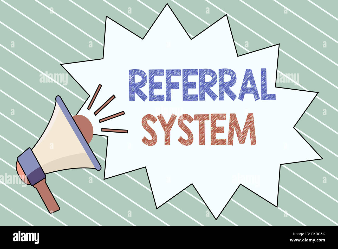 Writing note showing Referral System. Business photo showcasing sending ...