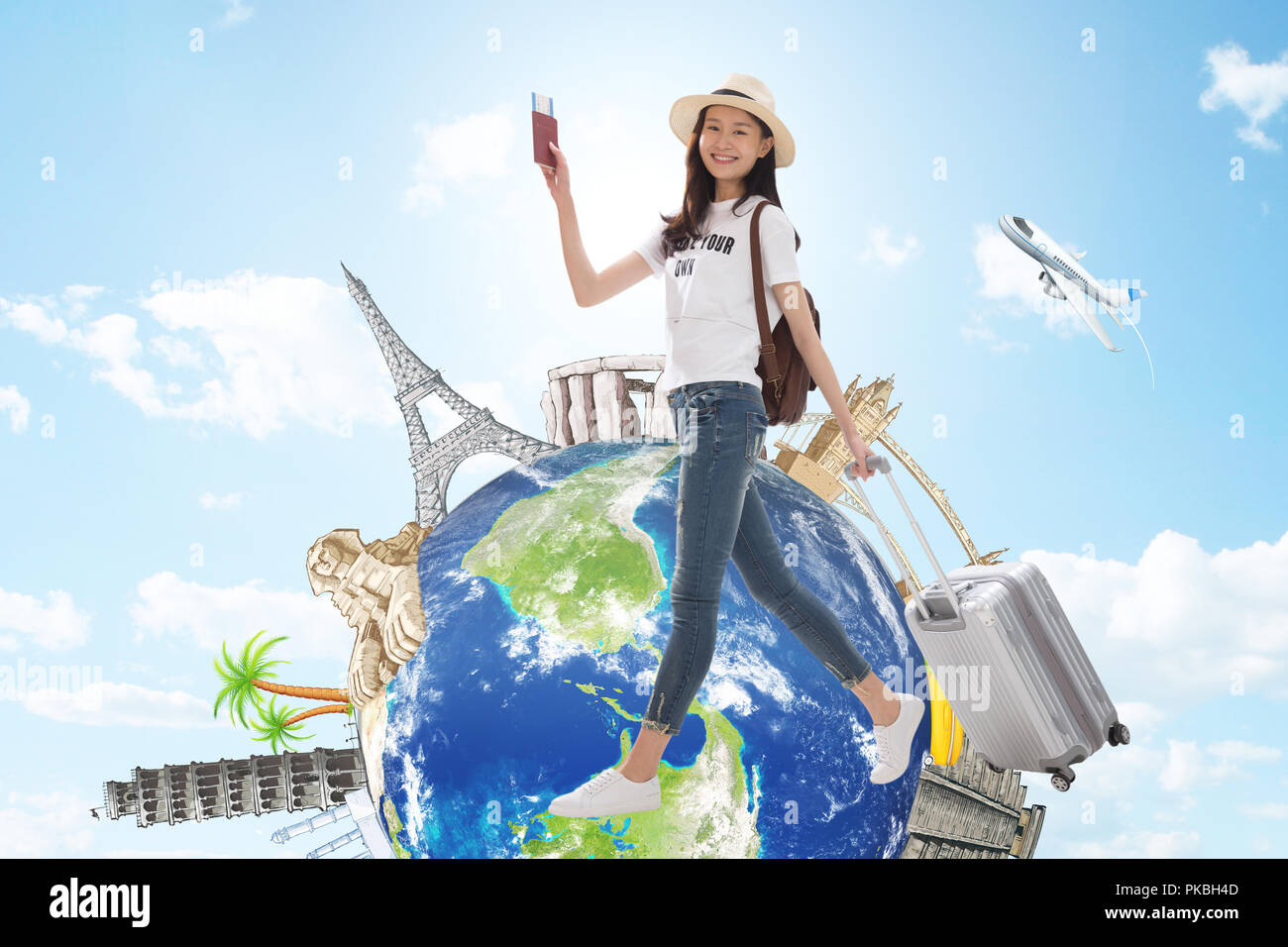 Happy girl travel Stock Photo - Alamy