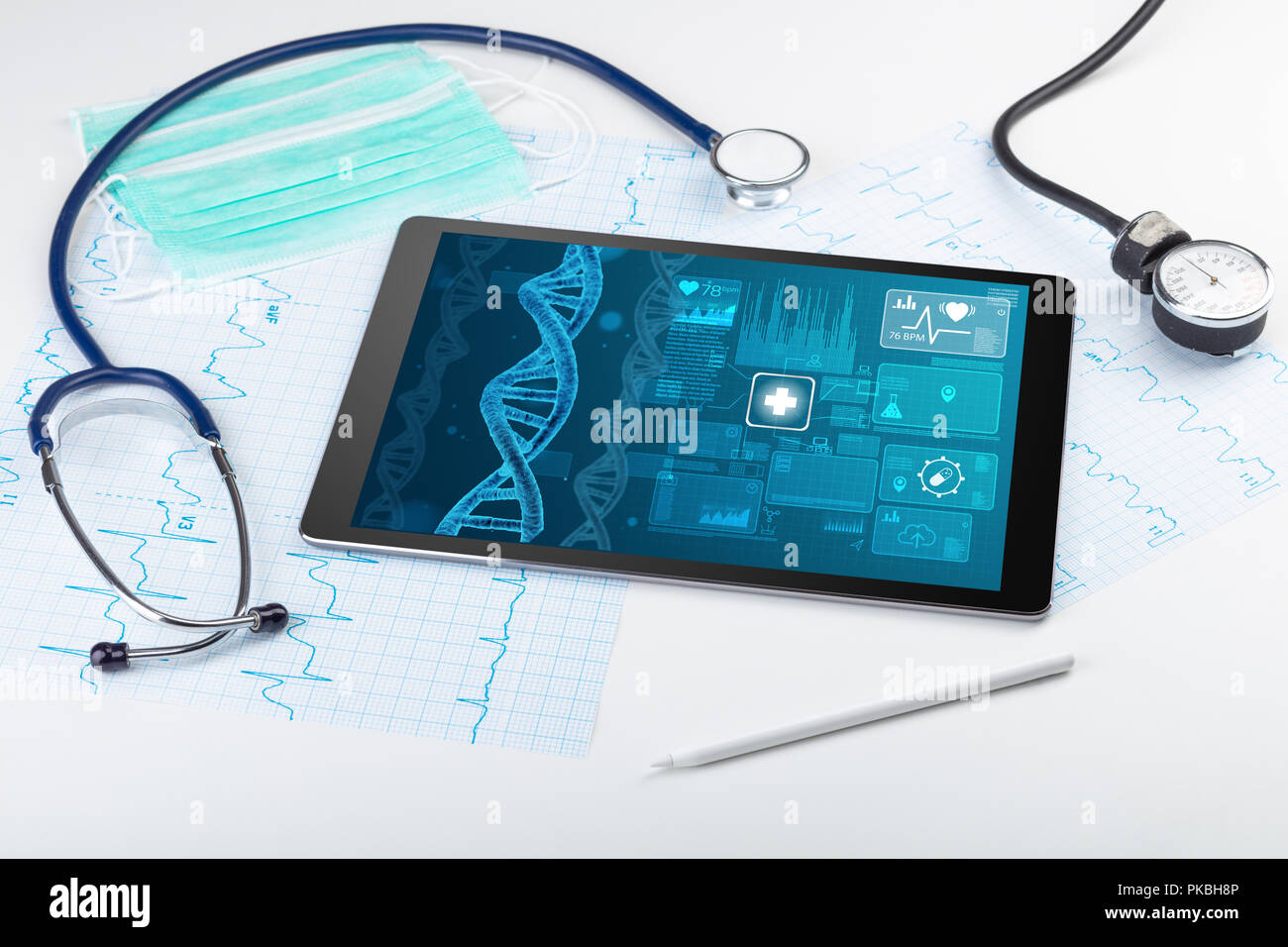 Genetic test and biotechnology concept with medical technology devices ...