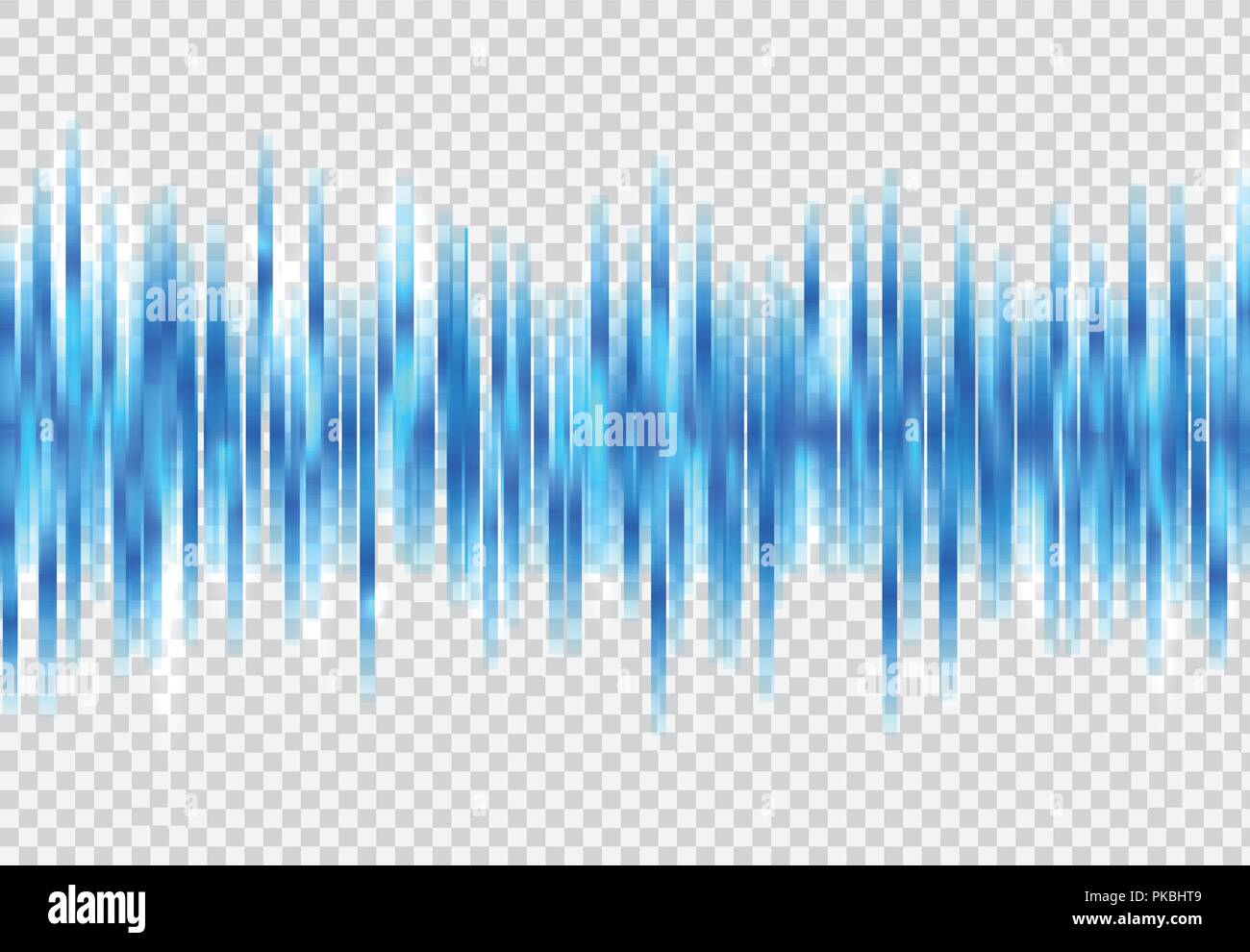 Abstract blue sound wave pattern elements with glowing on tranperency ...