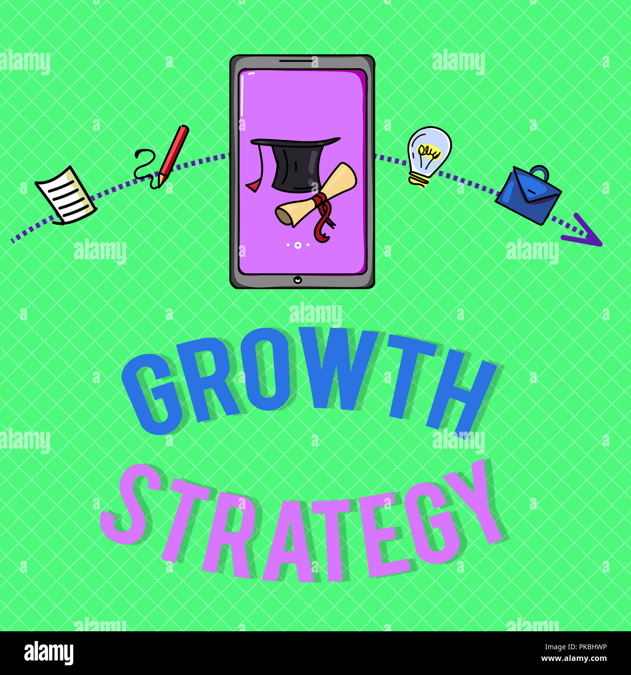 Text sign showing Growth Strategy. Conceptual photo Strategy aimed at ...