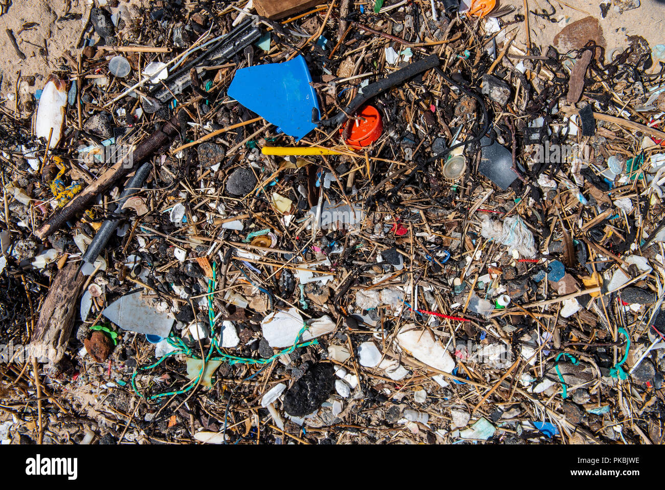Plastic waste washed up on a beach Stock Photo - Alamy