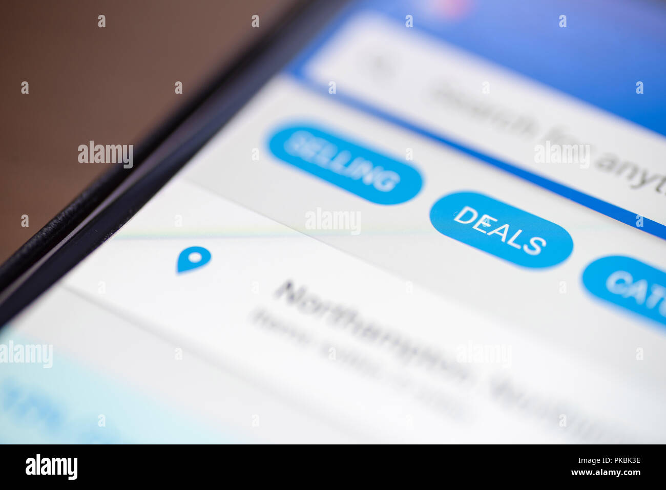 Deals button icon on shopping app on smartphone screen closeup Stock ...