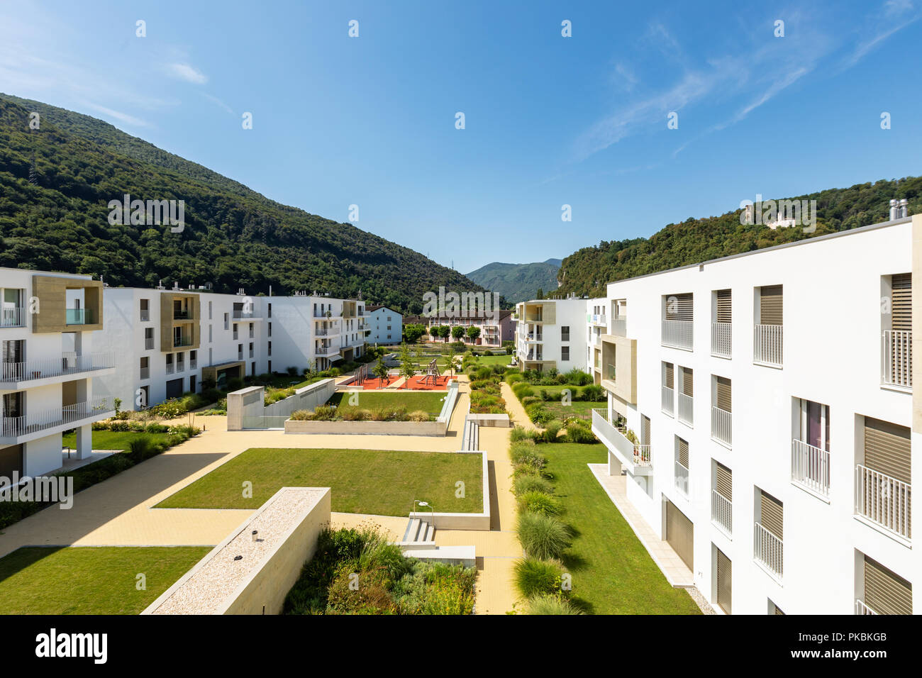 Large Swiss condominium consisting of several houses Stock Photo - Alamy