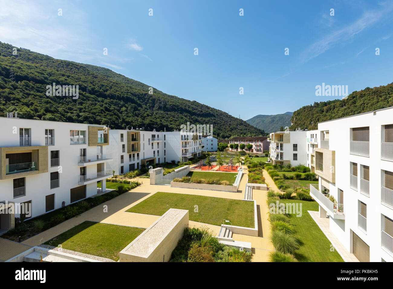 Large Swiss condominium consisting of several houses Stock Photo - Alamy