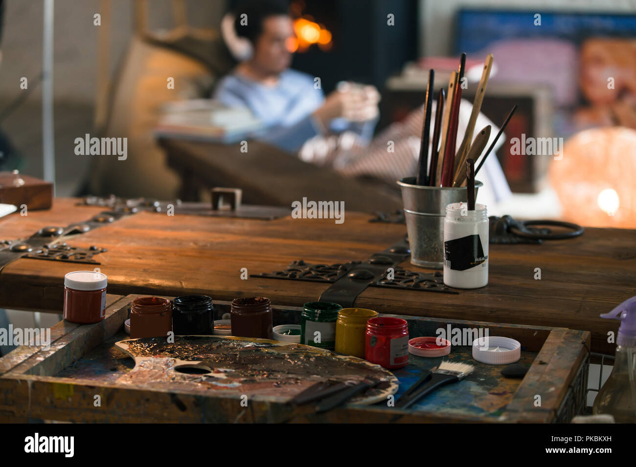 Male artist's studio Stock Photo - Alamy