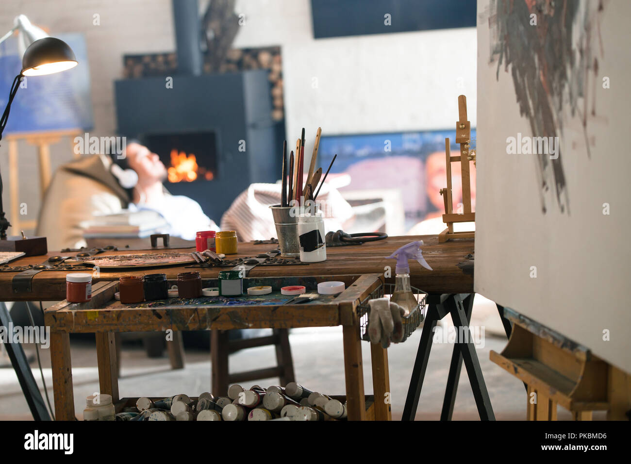 Male artist's studio Stock Photo - Alamy