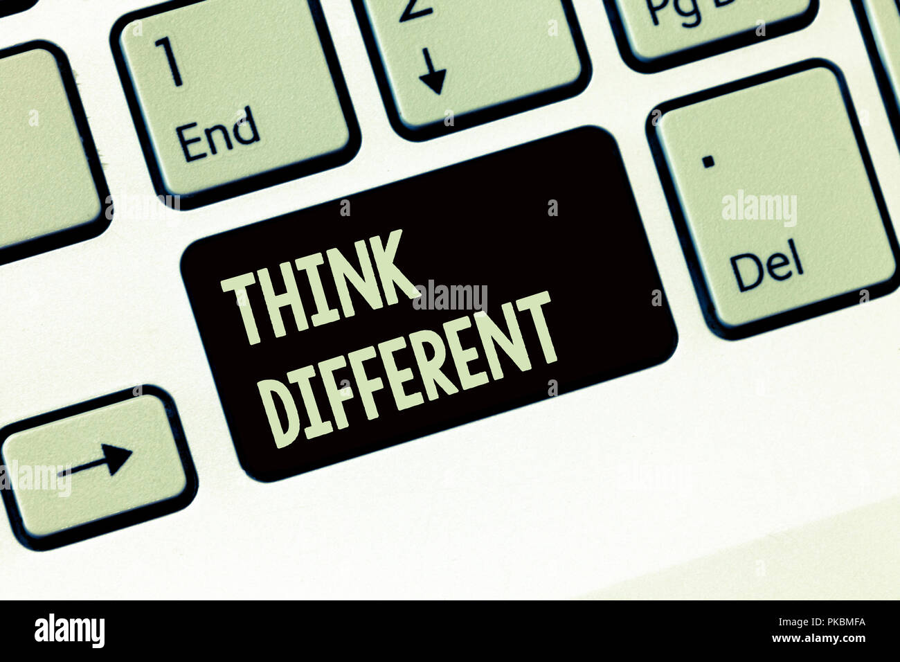 Handwriting text writing Think Different. Concept meaning be unique ...
