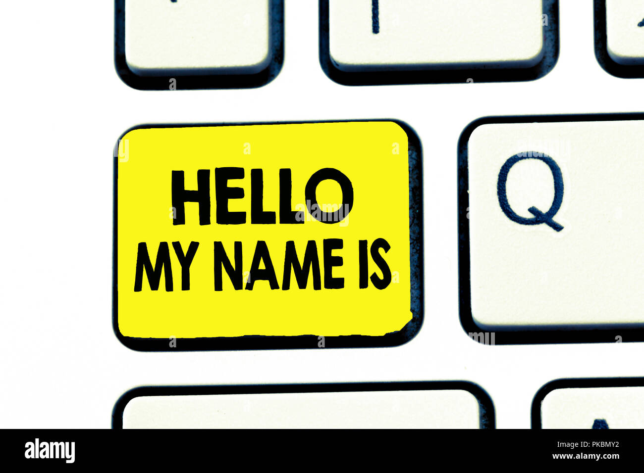 Text sign showing Hello My Name Is. Conceptual photo introducing ...