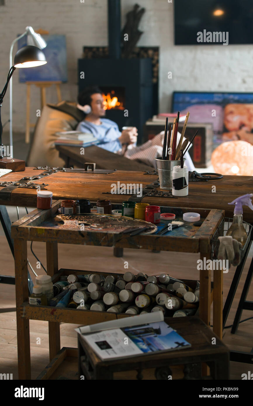 Male artist's studio Stock Photo - Alamy