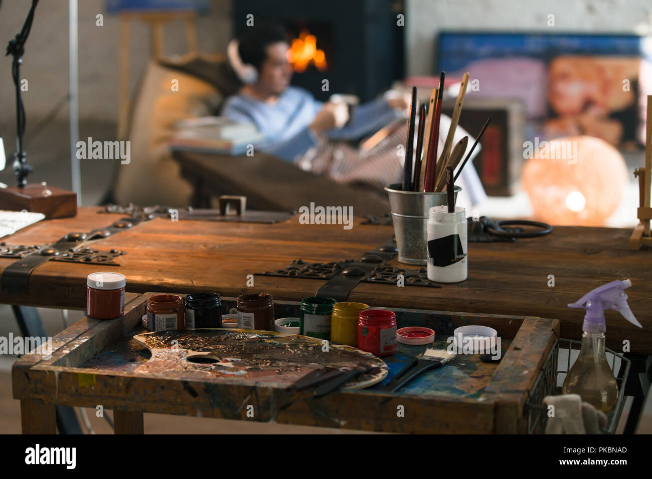Male artist's studio Stock Photo - Alamy